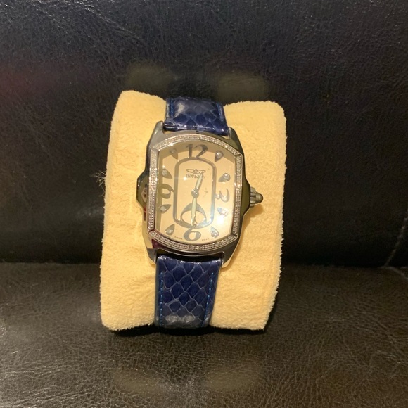 Invicta | Accessories | Invicta Lupah Diamond Bezel Leather Watch Style ...